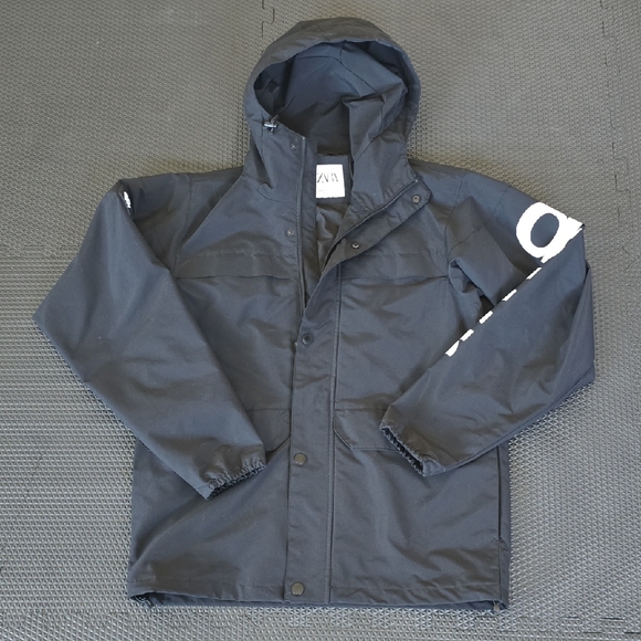 Zara | Jackets & Coats | Zara Mens Dnwr Black Technical Hooded Jacket ...